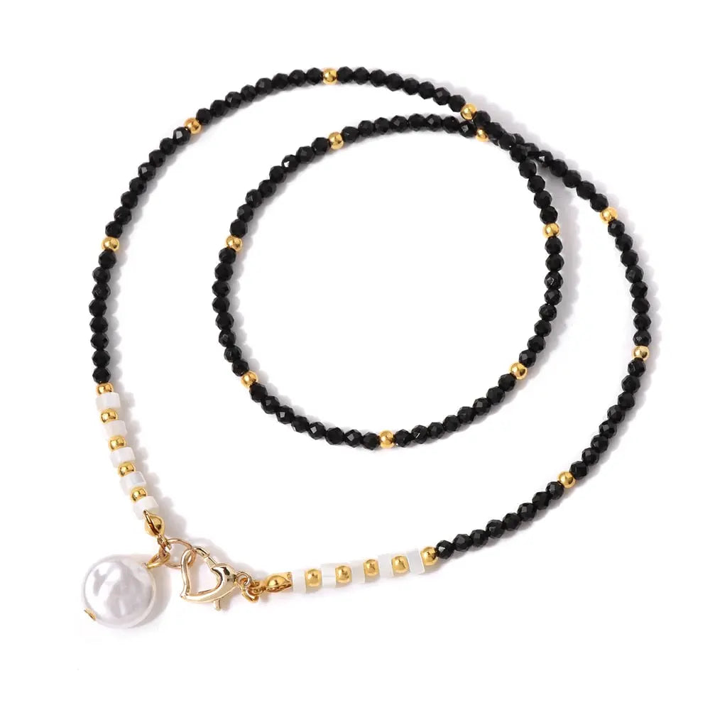 Collier de perles en pierre naturelle spinelle noire – Ma Pierre Naturelle
